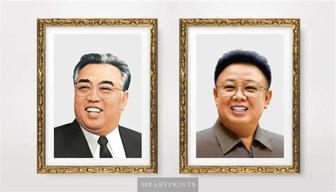 Kim Jong Il And Kim Il Sung Portraits Art Prints Posters Etsy Uk
