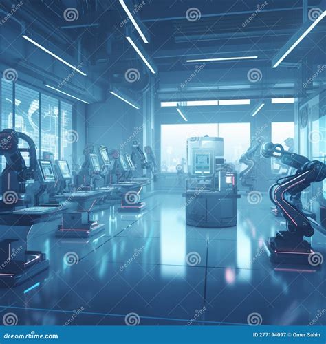 High Tech Manufacturing Facility With Advanced Robotics And Automation Technology Stock Image