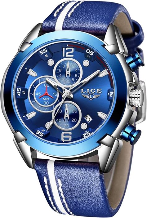LIGE Uhr Herren Wasserdichter Chronograph Analoge Quarzmode Sport