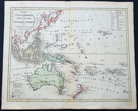 1795 1806 Canzler Large Antique Map Australia Ulimaroa New Zealand