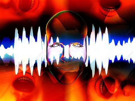 Face With Mouths And Soundwave Happy Eyes Concept Photo Background And