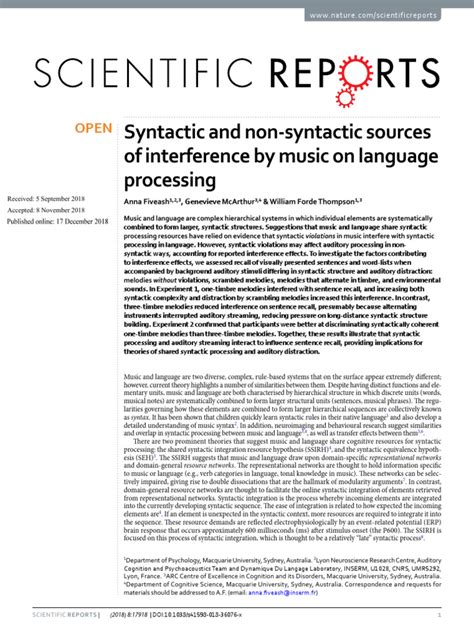 Syntactic And Non Syntactic Sources Of Interference By Music On