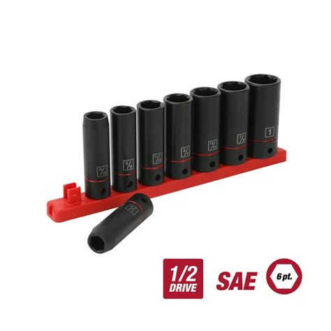 Hyper Tough 9 Piece 1 2 Inch Deep Drive Impact Socket Set Sae 41045