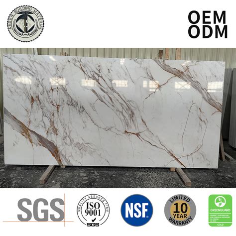 Serie Calacatta Cuarzo de gran slab de ingeniería Countertop Cuarzo