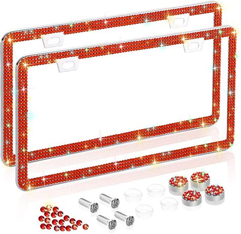 Car License Plate Frame Auto Stainless Steel Sparkly Frame