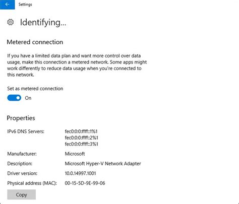 Windows 10 Metered Connection