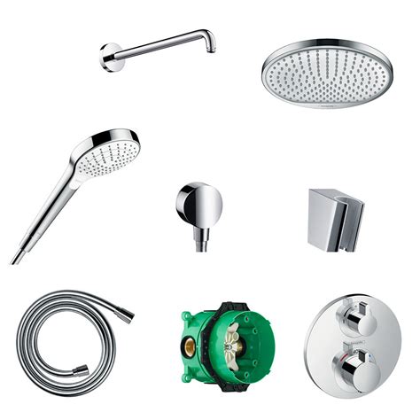 Hansgrohe Ecostat S Round Complete Shower Set With Wall Mounted Shower