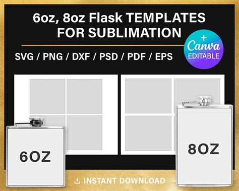 flask label template bundle 6oz 8oz blank template for sublimation 8 oz 6 oz canva