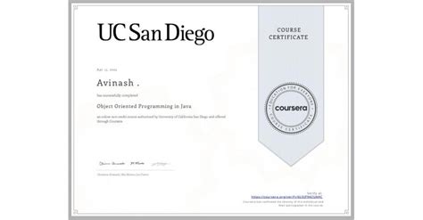 Completion Certificate For Object Oriented Programming In Java Avinash