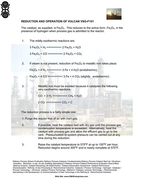High Temperature Shift Catalyst Reduction Procedure Pdf