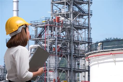 Female Engineer In Pipeline Industry Field Stock Photo Image Of Engineering Helmet 90007518
