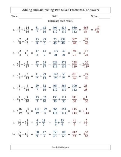 adding and subtracting two mixed fractions with unlike denominators