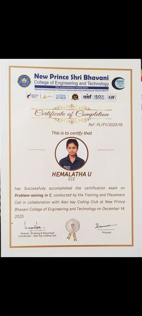 Hema Latha On Linkedin I Did Completed The Certification Course Of Programming In C I Am A…