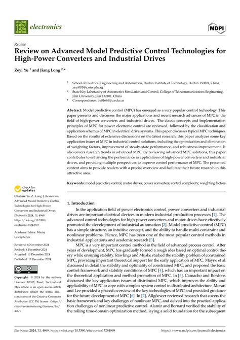Pdf Review On Advanced Model Predictive Control Technologies For High