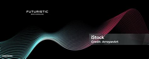 점선이 있는 어두운 공간에 3d 블루 레드 추상 배경 모양 효과 장식 빛나는 점과 현대적인 그래픽 디자인 요소는 웹 배너 전단지 카드 또는 브로셔 표지에 대한 스타일 컨셉을