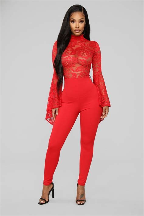 Fame Monster Lace Jumpsuit Red Lace Jumpsuit Black Lace Jumpsuit