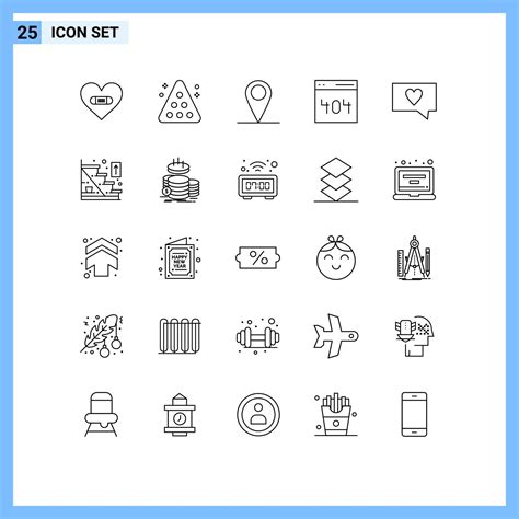Group Of 25 Modern Lines Set For User Interface Snooker Communication Pin Editable Vector Design