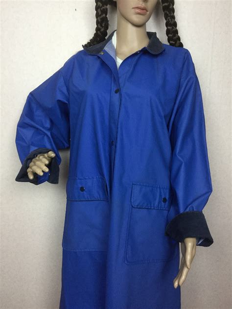 Vintage 80s Pvc Rain Slicker 1980s Long Blue Rain Coat Pvc Etsy México