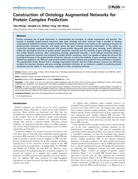 Pdf Construction Of Ontology Augmented Networks For Protein Complex