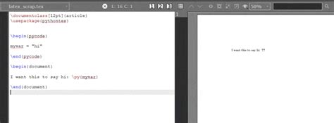 trouble using pythontex variables in latex file