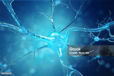 빛나는 링크 매듭을 가진 신경 세포의 개념적 그림 시 냅 스 및 전기 화학 신호를 보내는 신경 세포 전기 펄스와 상호 뉴런의 신경입니다 3 차원 일러스트 레이 션 근위축성