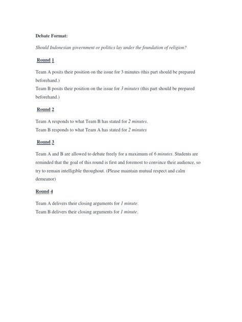 Debate Format Pdf