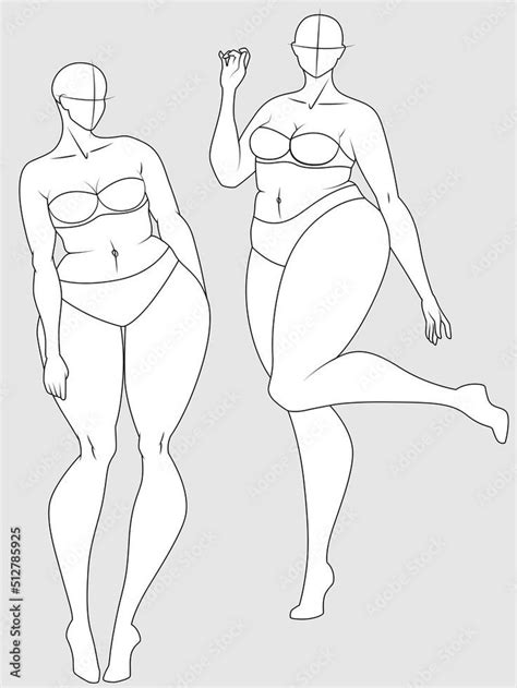 Curvy 10 Heads Fashion Figure Templates Exaggerated Croquis For