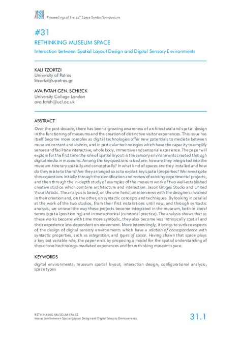 Pdf Rethinking Museum Space Interaction Between Spatial Layout Design And Digital Sensory