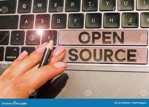 Text Sign Showing Open Source Word For Denoting Software Which