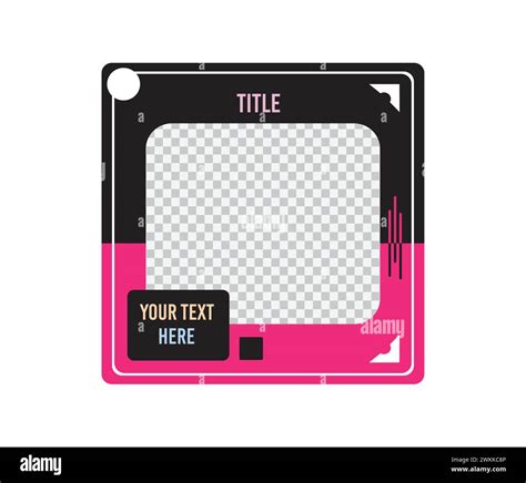 Social Media Photo Frame Square Template In Black And Pink Editable