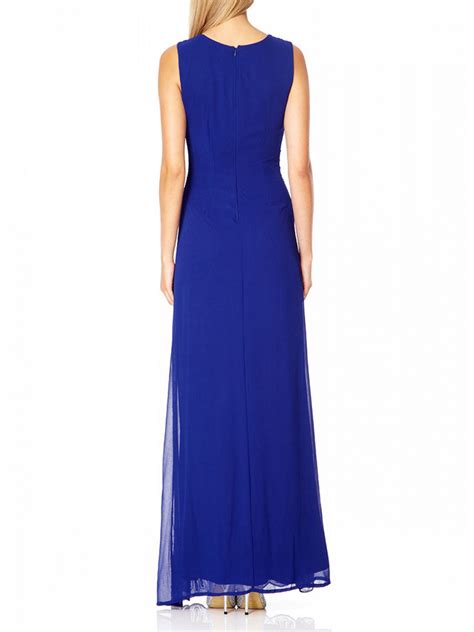 Quiz Quiz Blue Embellished Chiffon Maxi Dress Size 8 To 18