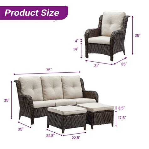 Wildon Home® Bonia Wicker Rattan 5 Piece Complete Patio Set With
