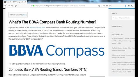 how to find bbva compass bank routing number youtube