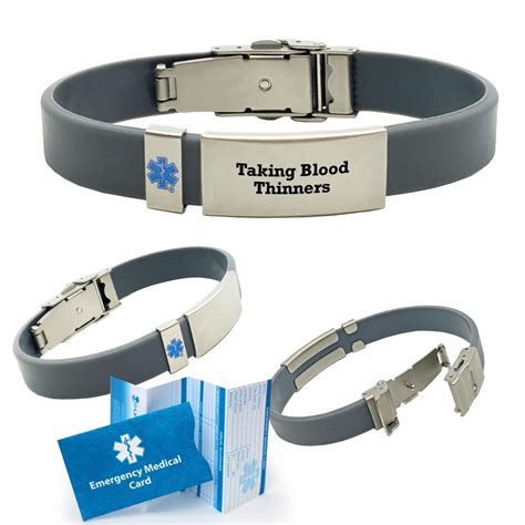 Pre Engraved Taking Blood Thinners Gray Ultra Slim Medical Id