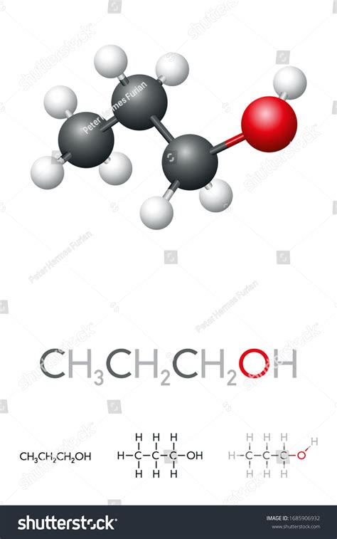 Propanol Ch3ch2ch2oh Npropanol Molecule Model Chemical Stock Vector