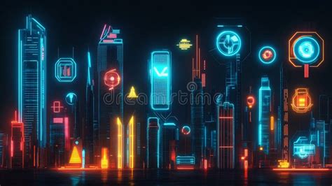 Futuristic Neon Infused Cityscape With Sleek 3d Silhouettes And