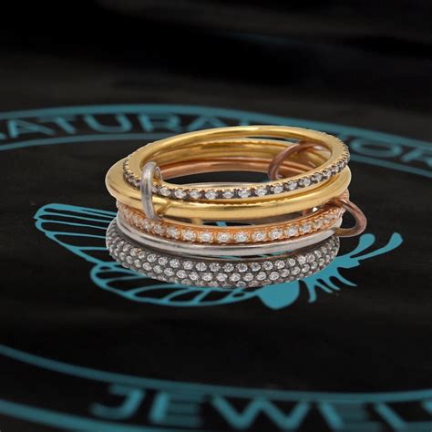 925 Silver Multi Link Connected Ring Jointly Interlocking Ring Pave