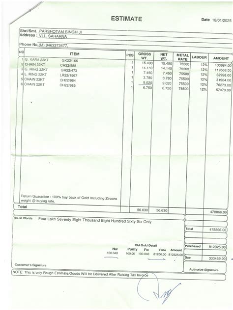 Gold Shopping Bill Pdf