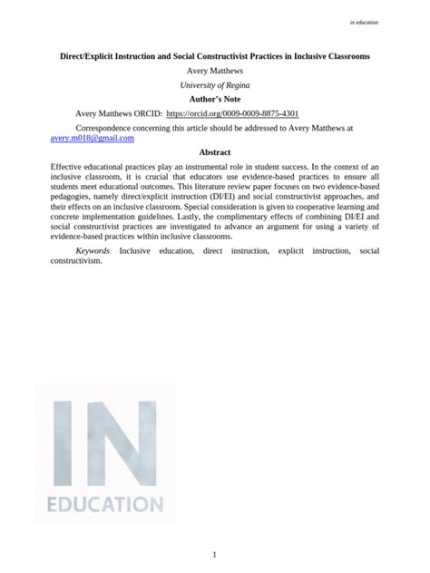 Directexplicit Instruction And Social Constructivi Pdf