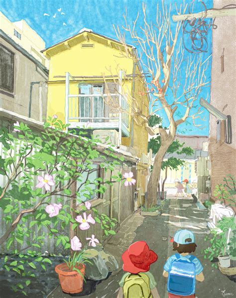 Safebooru 2others Absurdres Alley Aymeric Kevin Backpack Bag Balcony