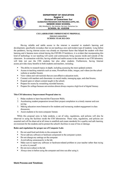 Css Proposal Department Of Education Region V Division Of Camarines