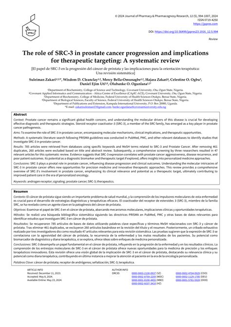 Pdf The Role Of Src 3 In Prostate Cancer Progression And Implications