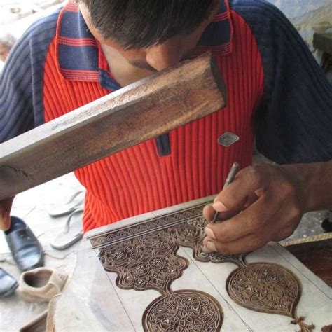 Carving Wood Blocks For Block Printing Turmeric Dyed Ajrak Hand Block