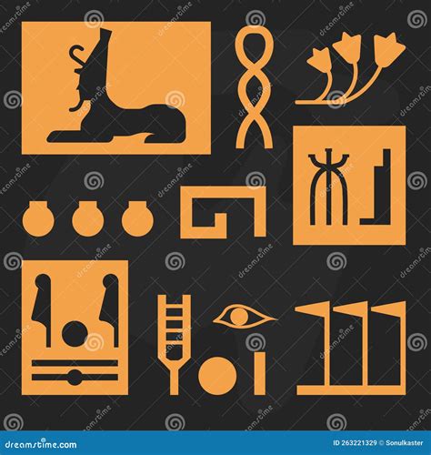 Egyptian Hieroglyphs And Ancient Texts Scripture Stock Illustration