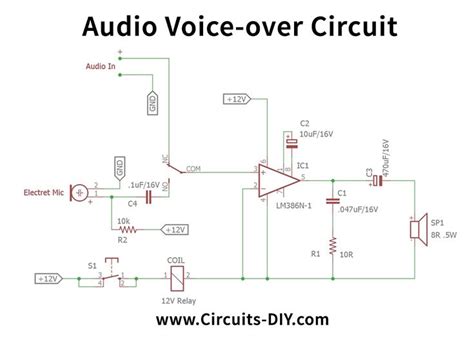 Audio Voice Over Circuit Using Lm386 In 2024 Audio Circuit Audio Amplifier
