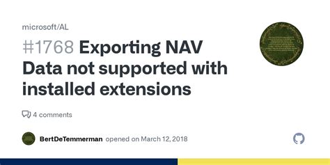 Exporting NAV Data Not Supported With Installed Extensions Issue Microsoft AL GitHub