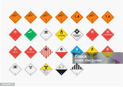 위험물 아이콘은 회색 배경에 격리설정됩니다 운송 중 물품 표시 9개의 위험 등급 라벨에 대한 스톡 벡터 아트 및 기타 이미지 라벨 0명 가연성 Istock