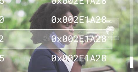 Animation Of Data Processing Over African American Woman Using Smartphone Stock Footage Video