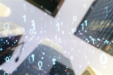 Premium Photo Abstract Virtual Binary Code Illustration On Office Buildings Background Big