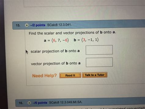 Solved Points SCalc Find The Scalar And Chegg Com